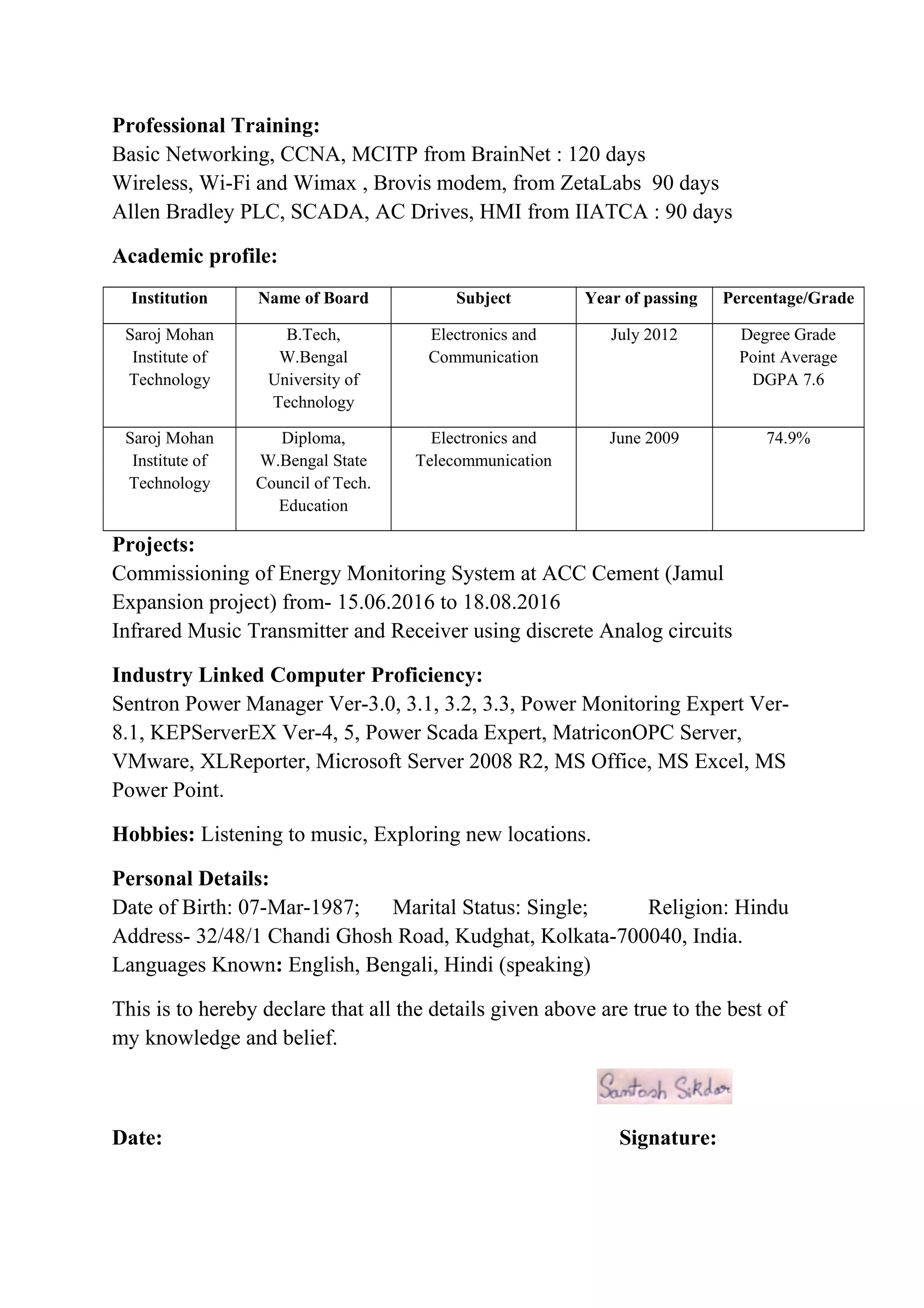 SantoshSikdarCV4 | DOC