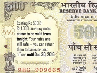 500 and 1000 notes banned in india | PPTX