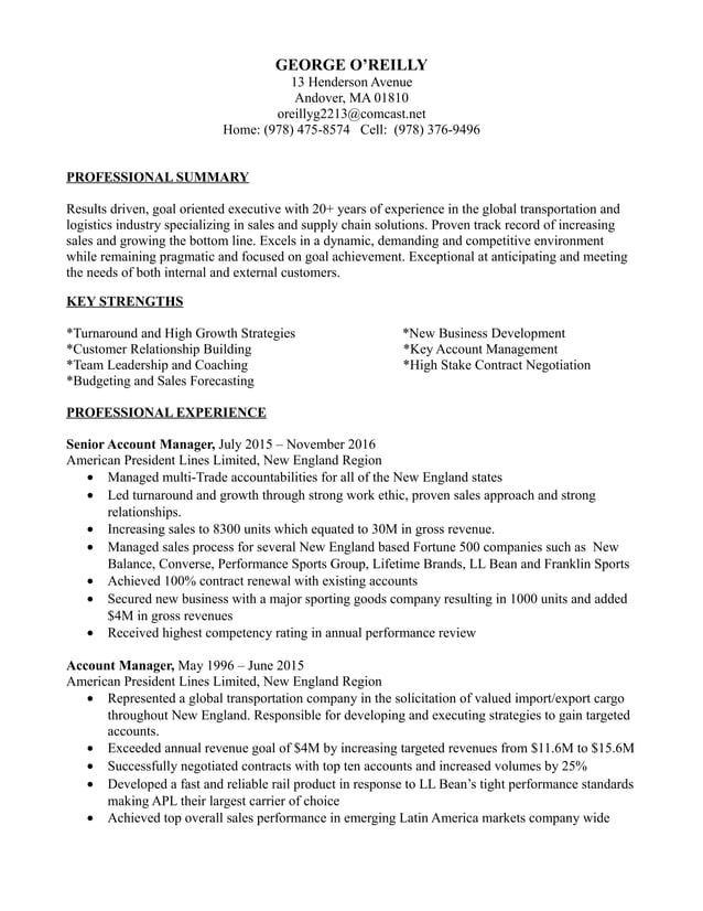 George O'Reilly resume | PDF