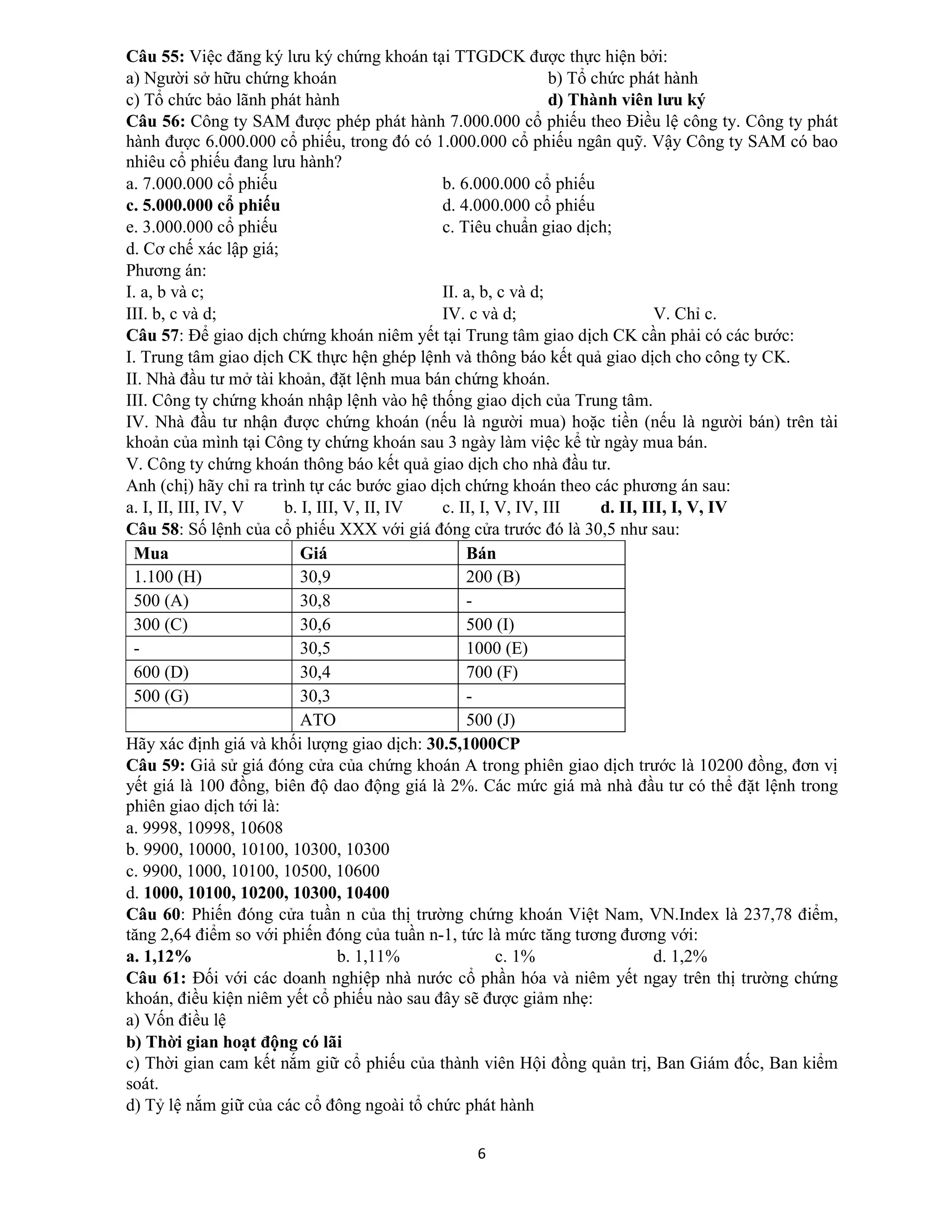 500 câu hỏi trắc nghiệm cơ bản về chứng khoán và thị trường chứng khoán | PDF