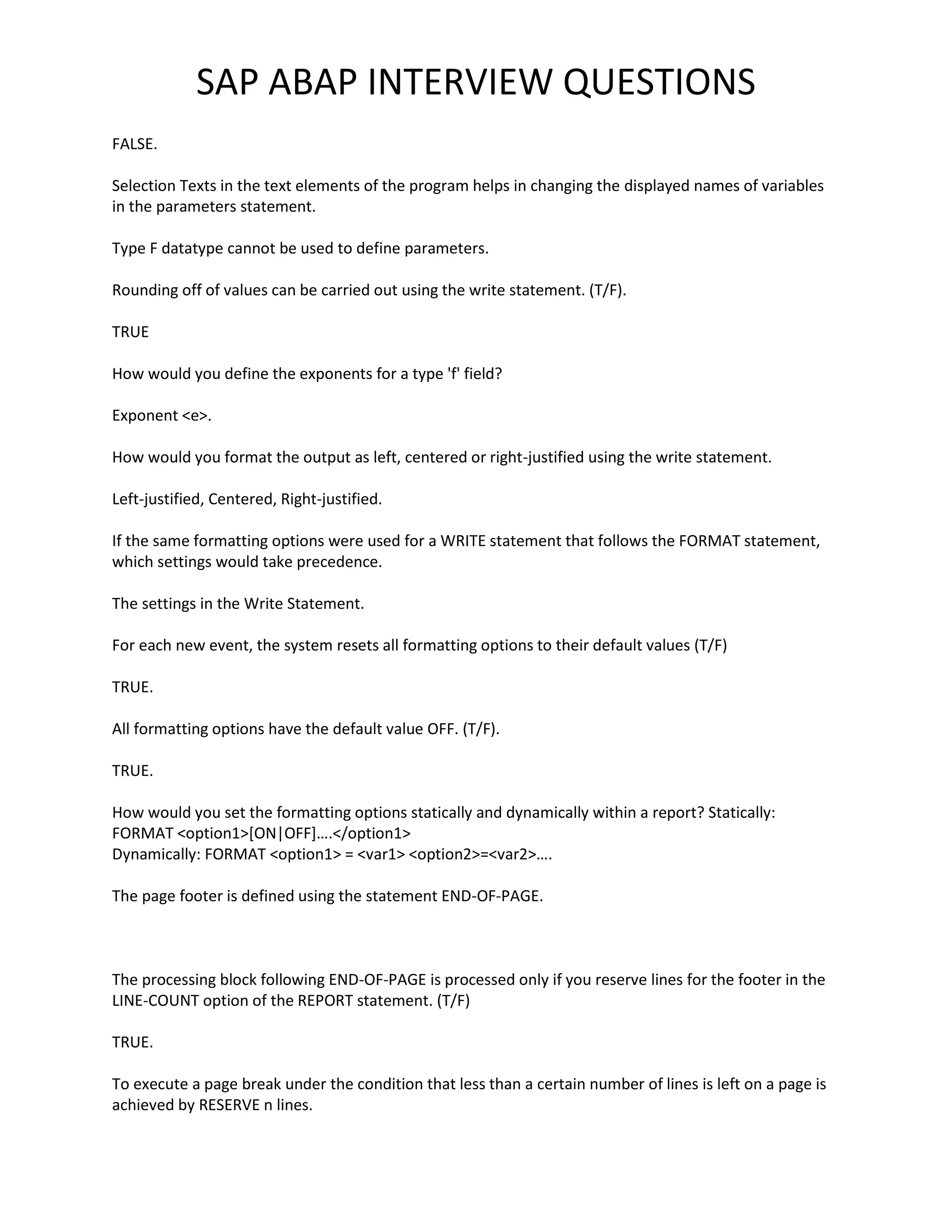 500+ SAP ABAP INTERVIEW QUESTIONS WITH ANSWERS | PDF