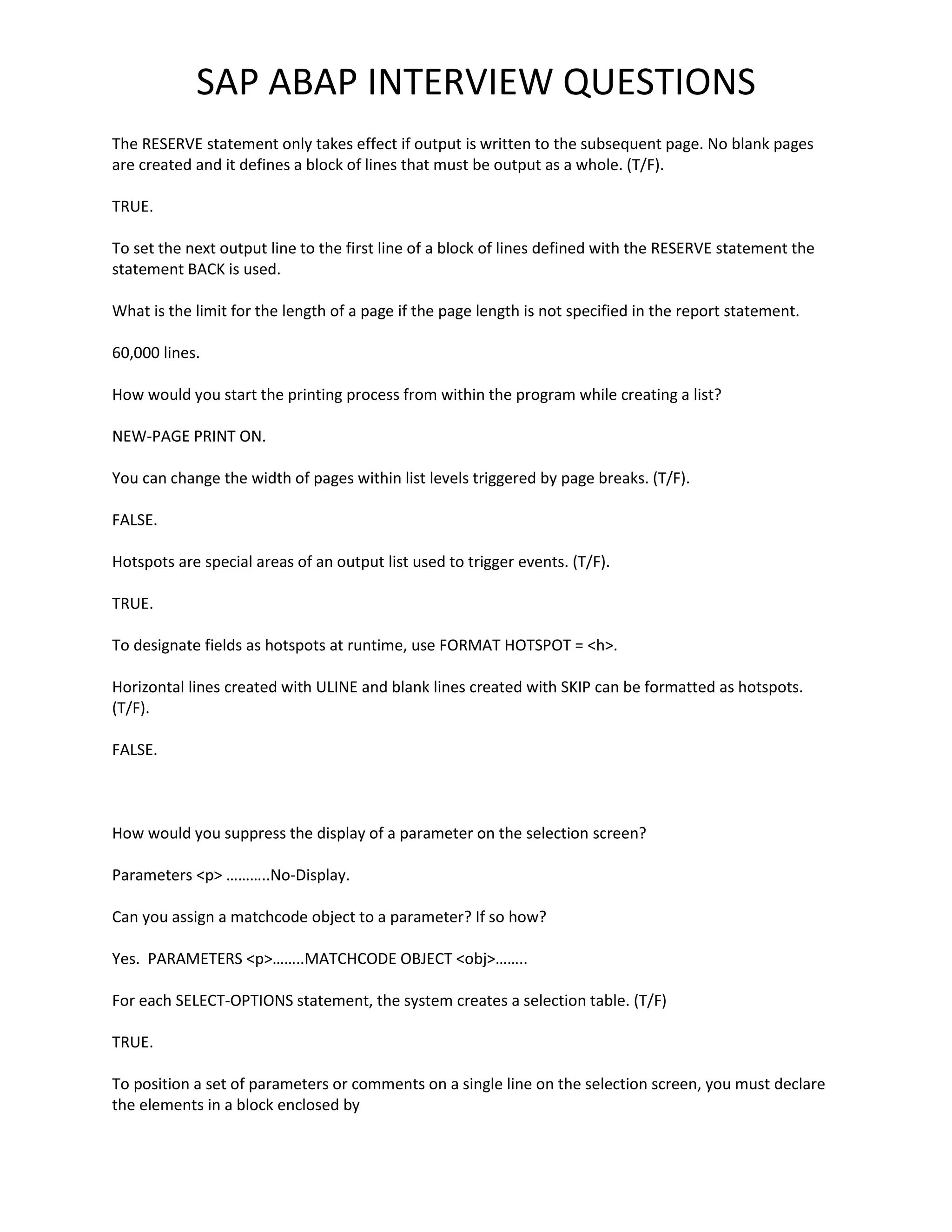 500+ SAP ABAP INTERVIEW QUESTIONS WITH ANSWERS | PDF