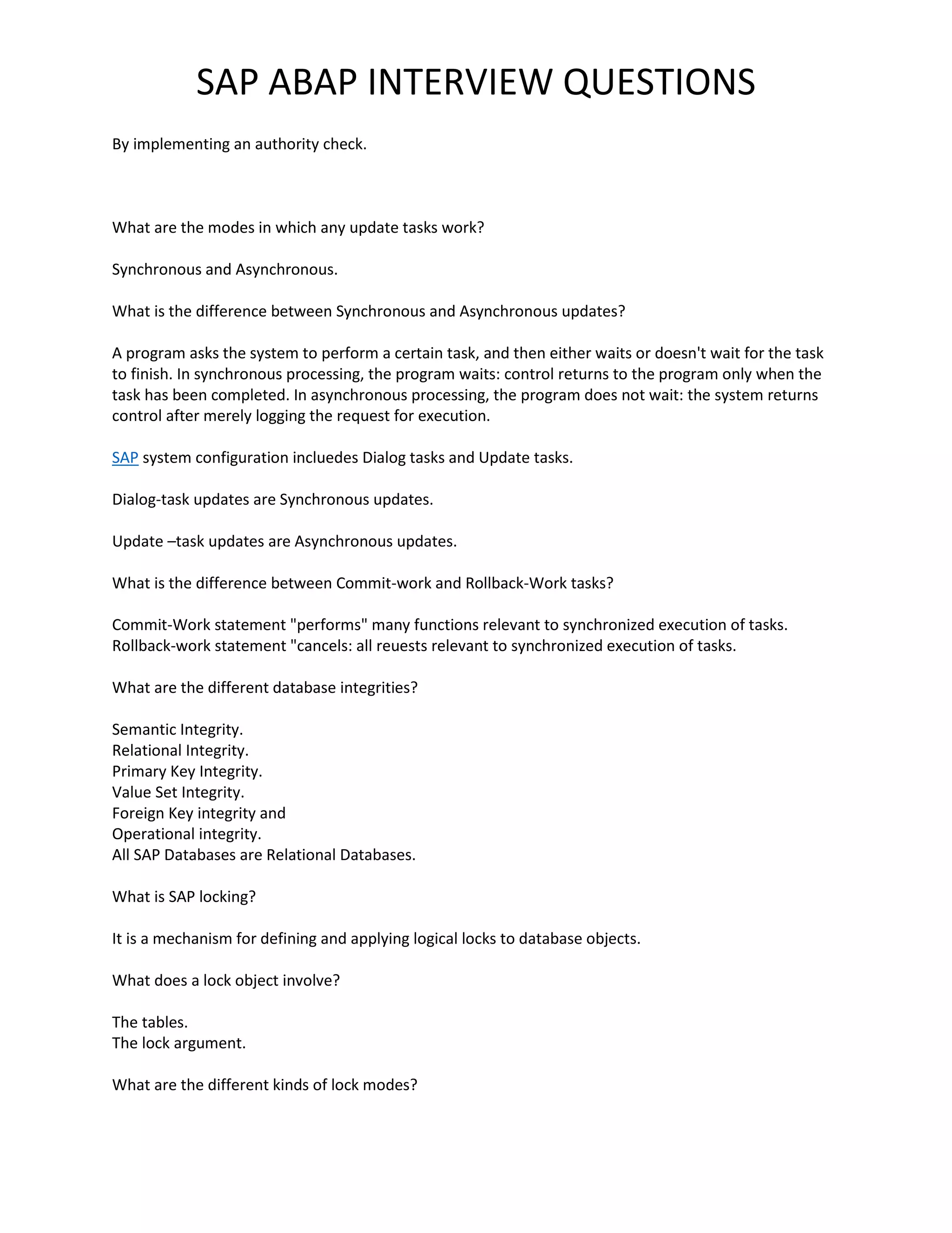 500+ SAP ABAP INTERVIEW QUESTIONS WITH ANSWERS | PDF