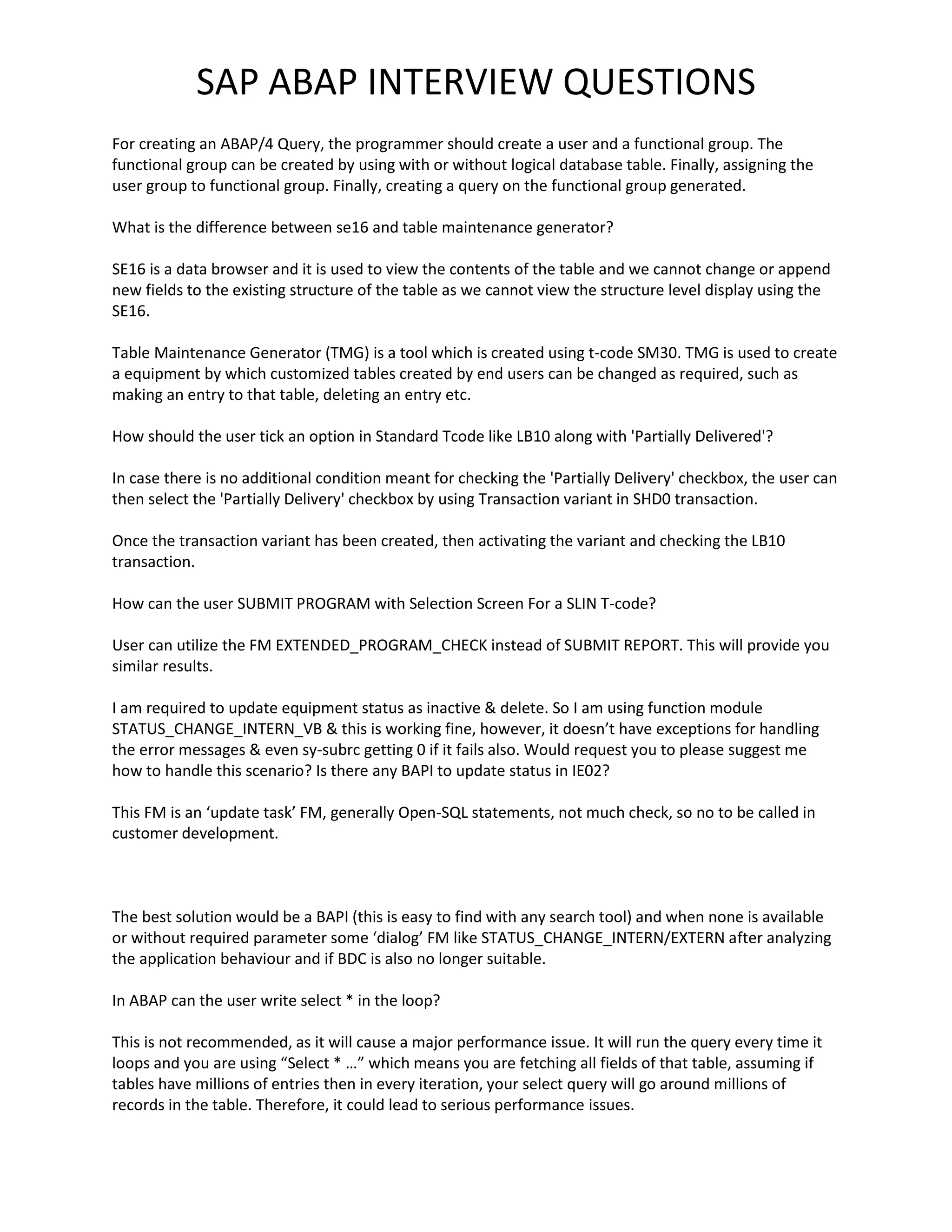 500+ SAP ABAP INTERVIEW QUESTIONS WITH ANSWERS | PDF