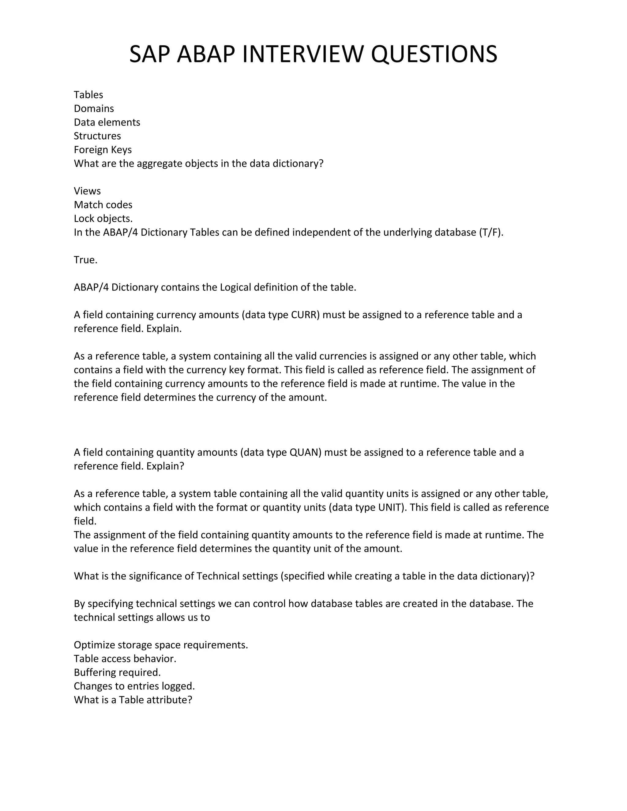 500+ SAP ABAP INTERVIEW QUESTIONS WITH ANSWERS | PDF