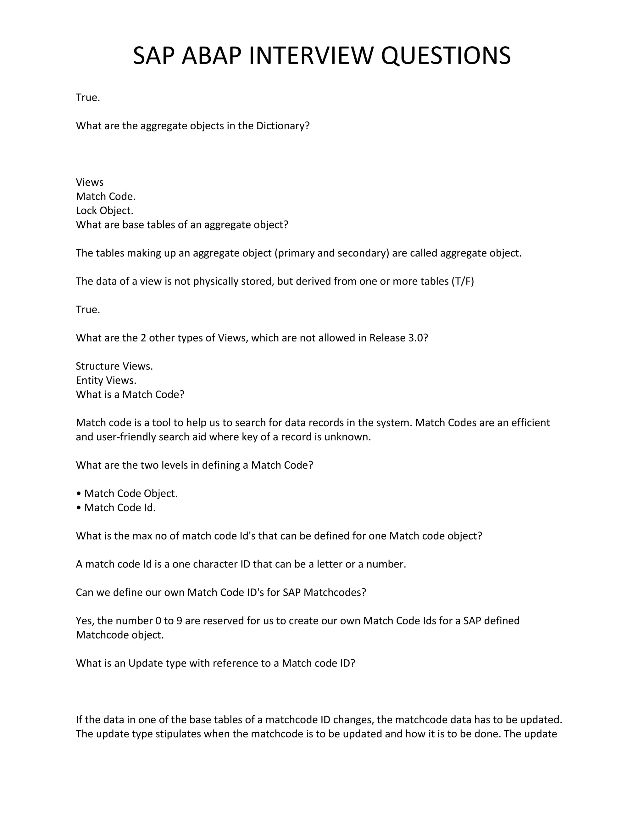 500+ SAP ABAP INTERVIEW QUESTIONS WITH ANSWERS | PDF