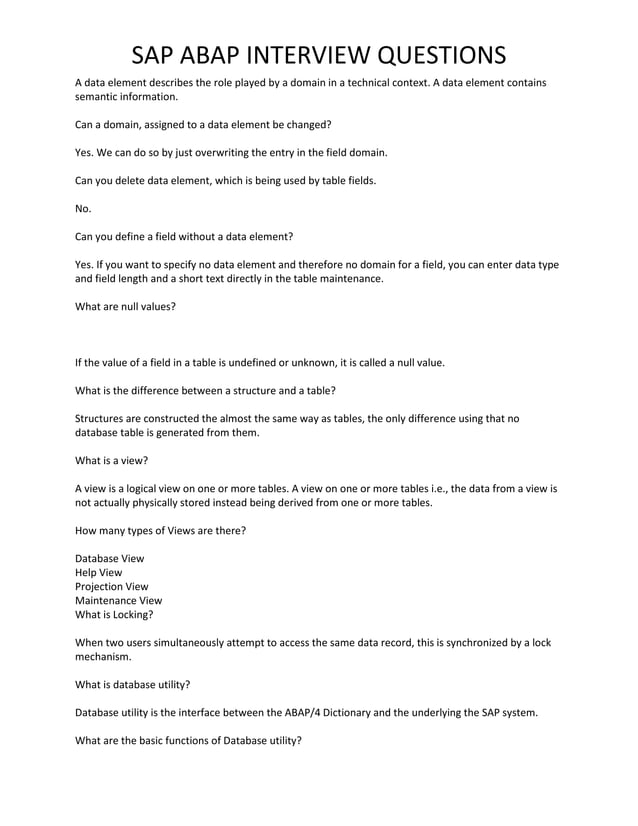 500+ SAP ABAP INTERVIEW QUESTIONS WITH ANSWERS | PDF