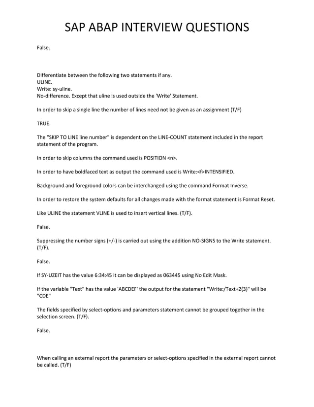 500+ SAP ABAP INTERVIEW QUESTIONS WITH ANSWERS | PDF