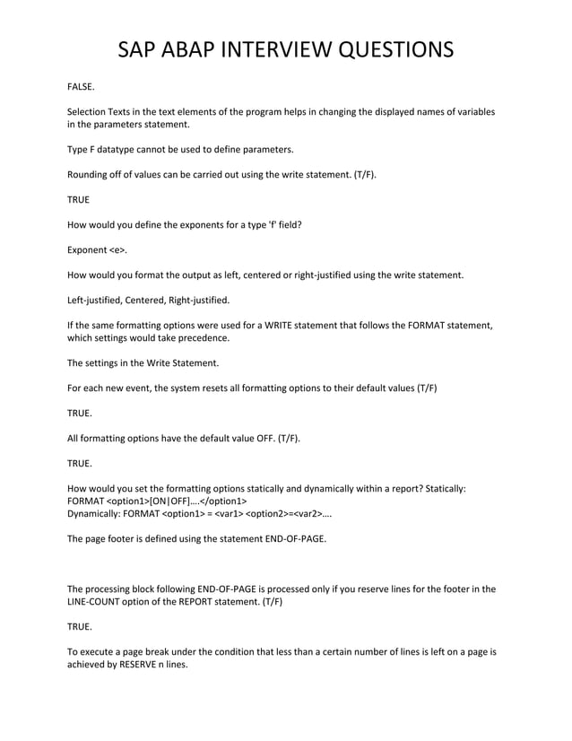 500+ SAP ABAP INTERVIEW QUESTIONS WITH ANSWERS | PDF