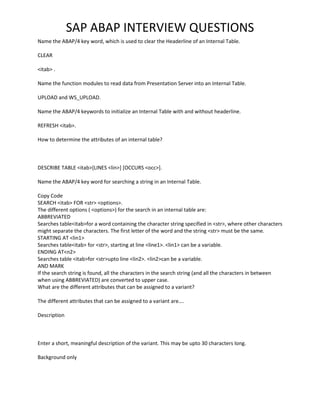 500+ SAP ABAP INTERVIEW QUESTIONS WITH ANSWERS | PDF