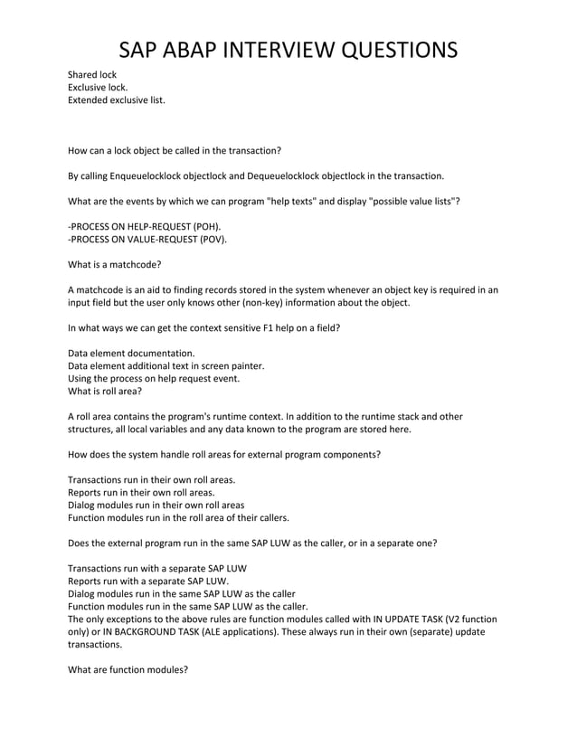 500+ SAP ABAP INTERVIEW QUESTIONS WITH ANSWERS | PDF