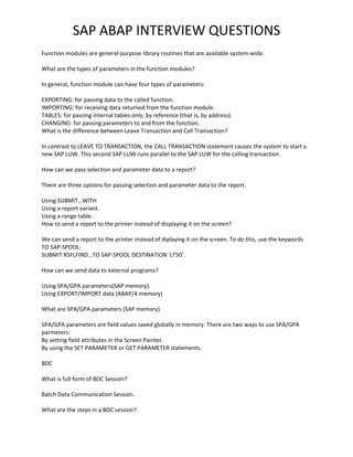 500+ SAP ABAP INTERVIEW QUESTIONS WITH ANSWERS | PDF