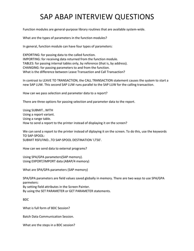 500+ SAP ABAP INTERVIEW QUESTIONS WITH ANSWERS | PDF