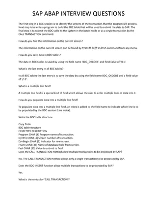 500+ SAP ABAP INTERVIEW QUESTIONS WITH ANSWERS | PDF