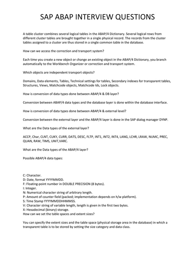 500+ SAP ABAP INTERVIEW QUESTIONS WITH ANSWERS | PDF