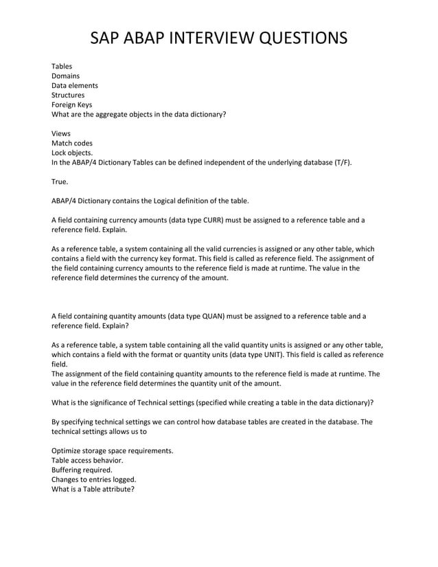 500+ SAP ABAP INTERVIEW QUESTIONS WITH ANSWERS | PDF