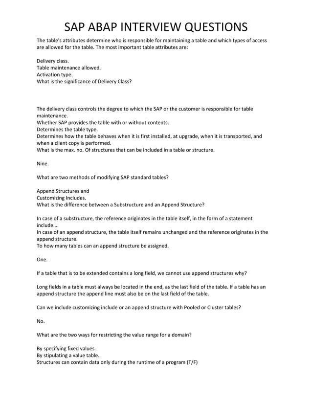 500+ SAP ABAP INTERVIEW QUESTIONS WITH ANSWERS | PDF