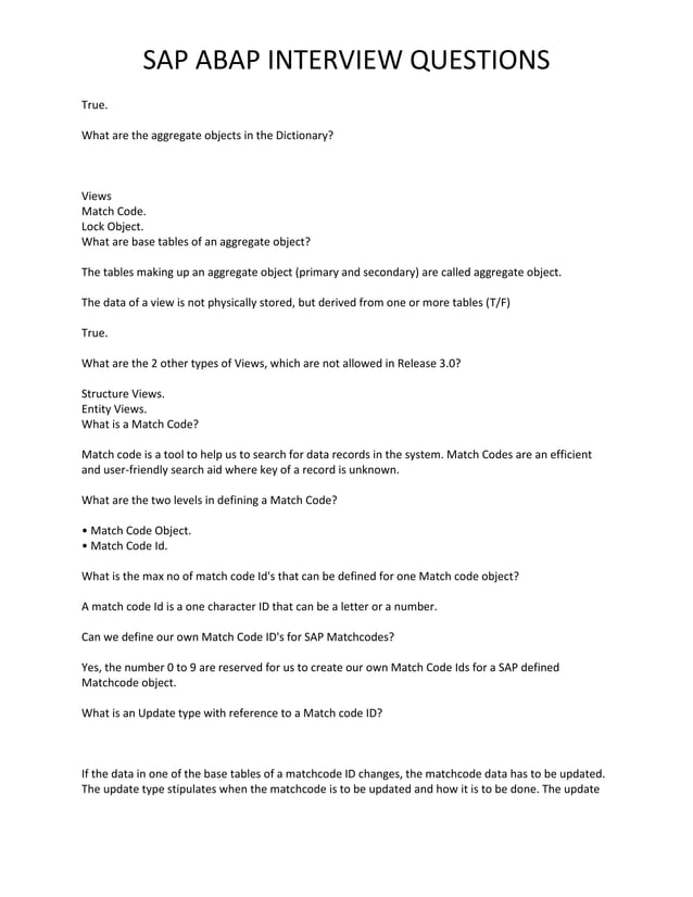 500+ SAP ABAP INTERVIEW QUESTIONS WITH ANSWERS | PDF