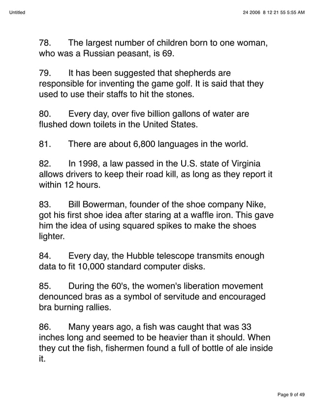 500 interesting facts | PDF