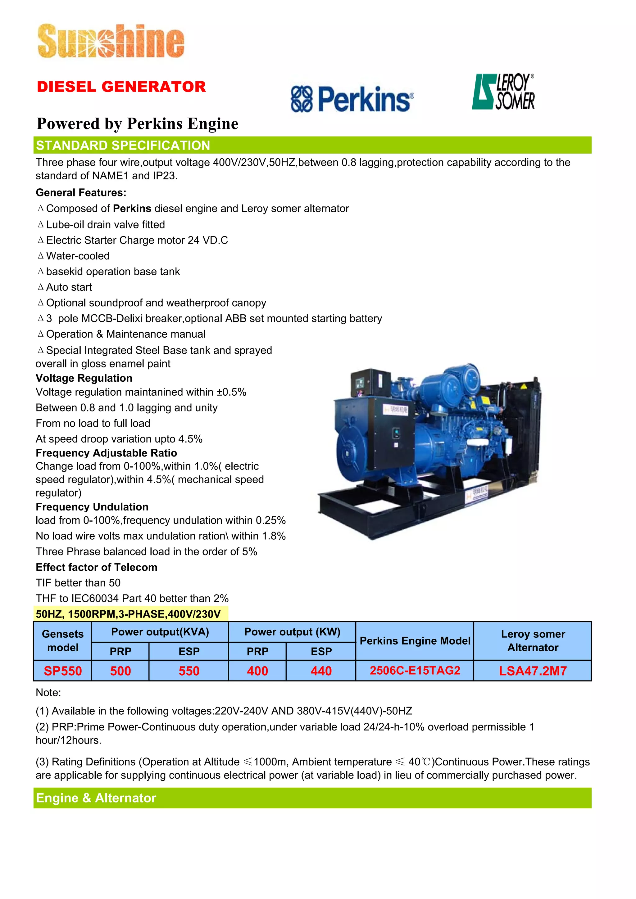500kva uk perkins with leroy somer data sheet | PDF