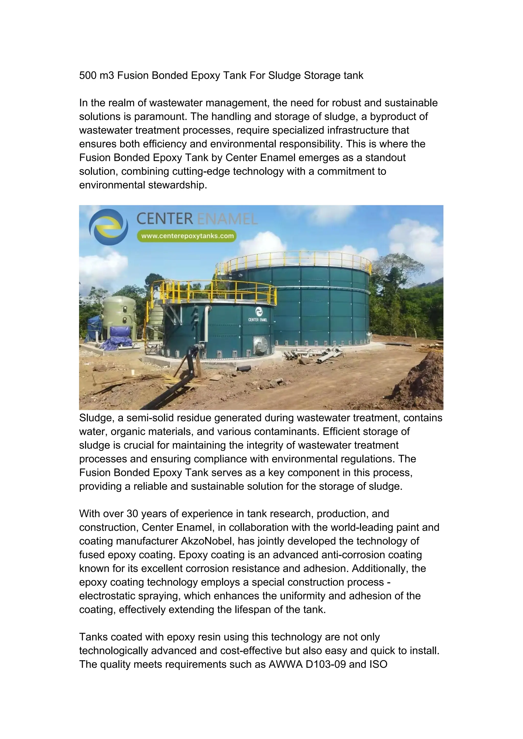 500 m3 Fusion Bonded Epoxy Tank For Sludge Storage tank.docx