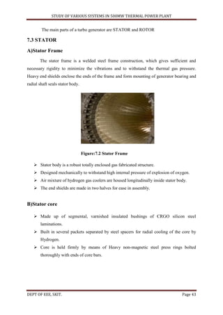 STUDY OF VARIOUS SYSTEMS IN 500MW THERMAL POWER PLANT | PDF