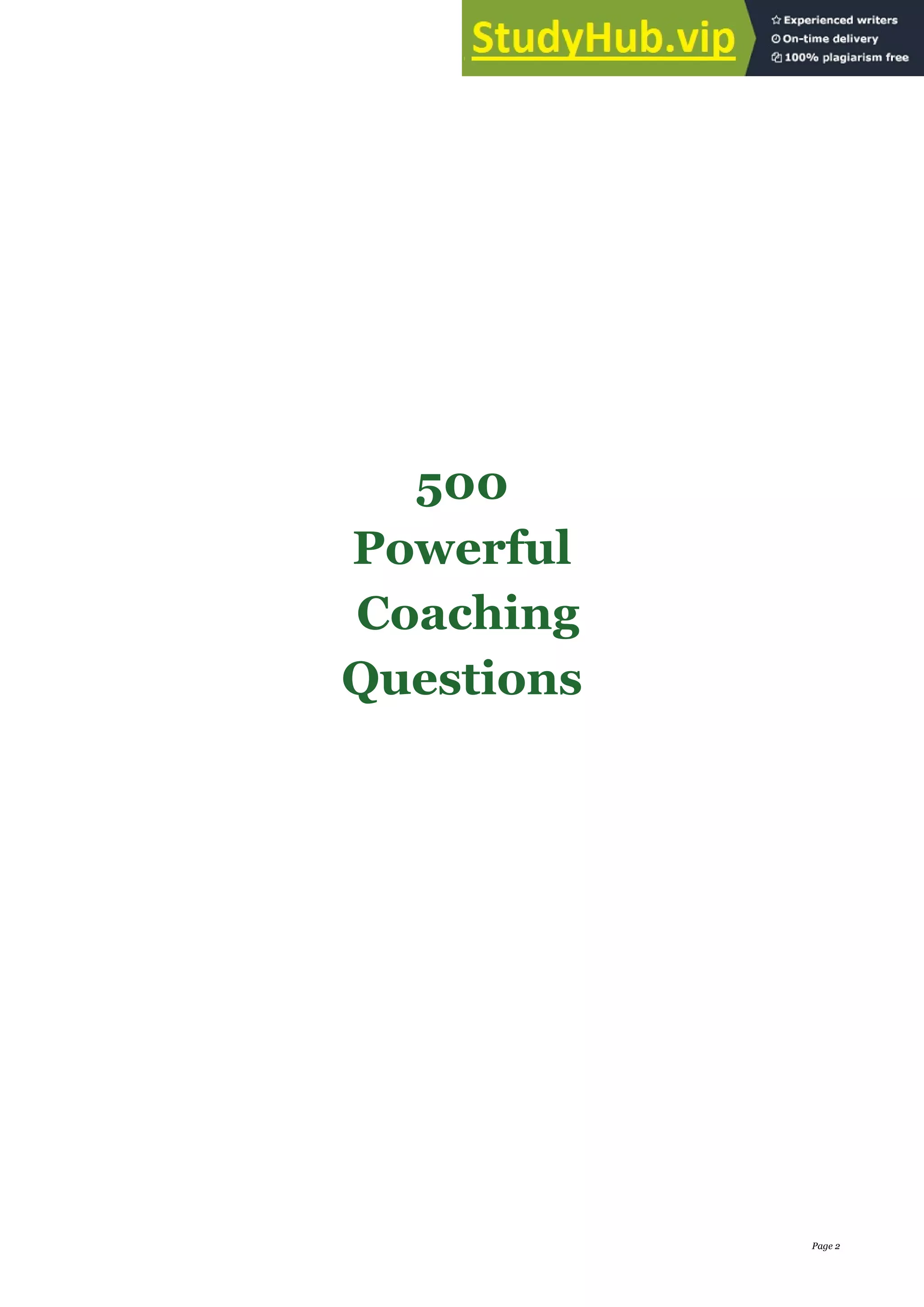 500 Powerful Coaching Questions | PDF | Business Administration | Business