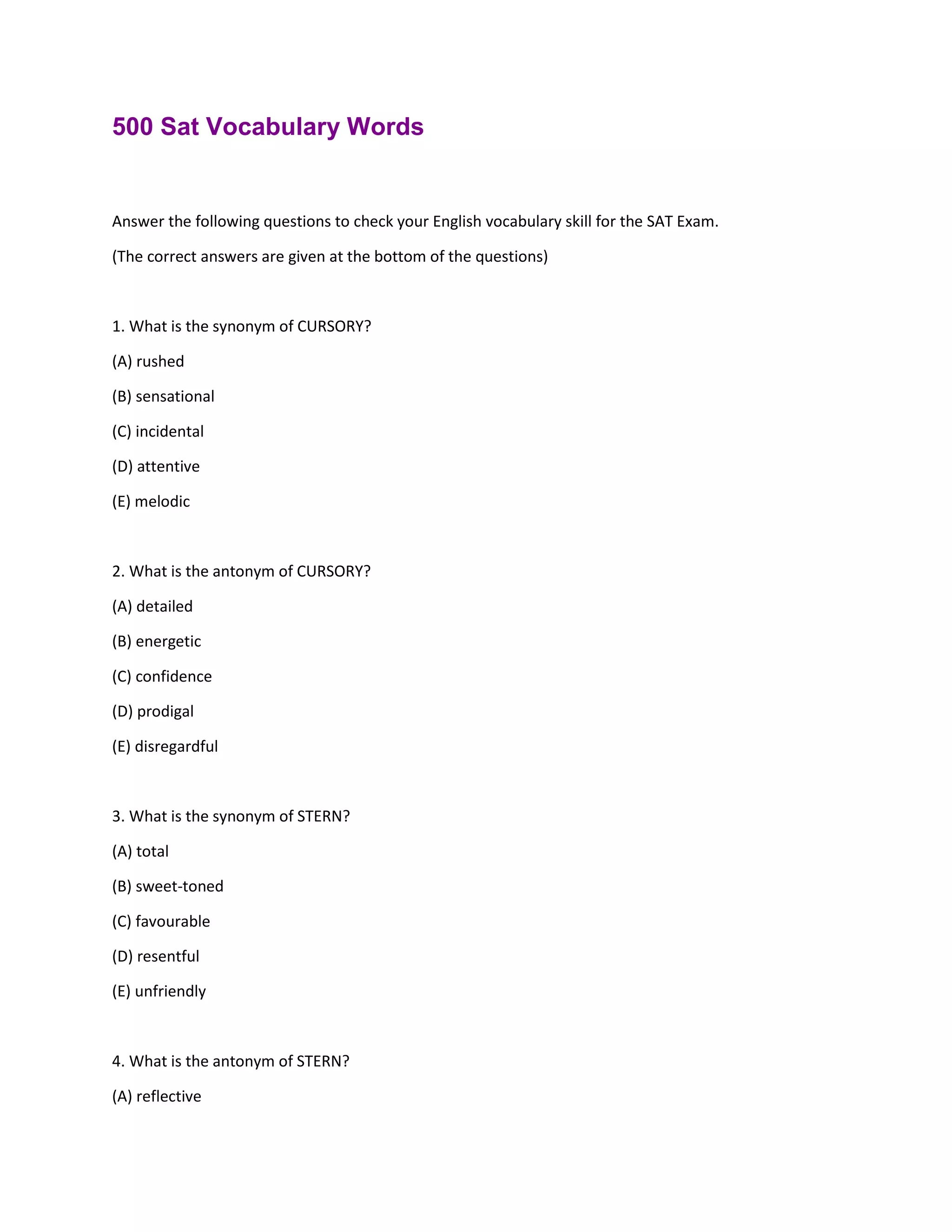 500 Sat Vocabulary Words | PDF
