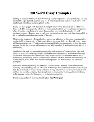 500 Word Essay Examples | PDF