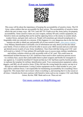 500 Word Essay On Accountability | PDF