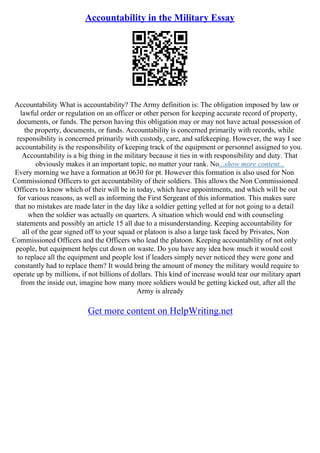 500 Word Essay On Accountability | PDF