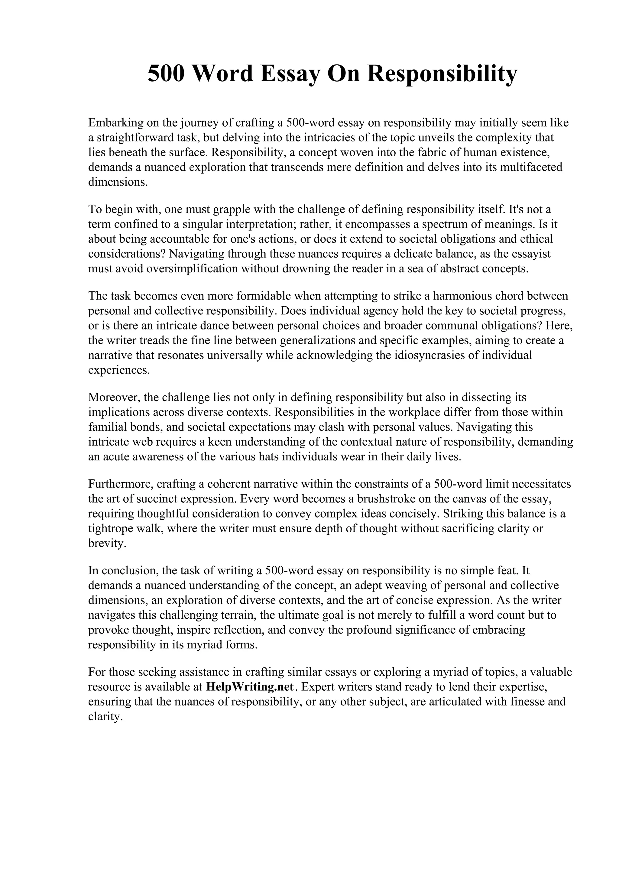 500 Word Essay On Responsibility.pdf