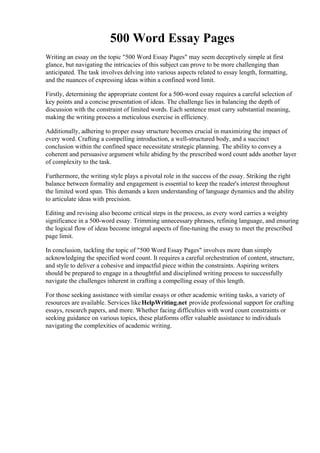 500 Word Essay Pages | PDF