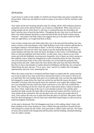 500 word plot | DOCX | Christianity | Religion & Spirituality
