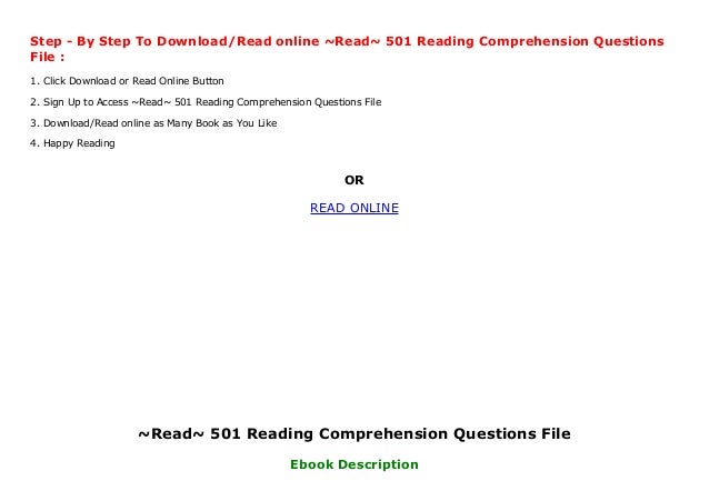 ~Read~ 501 Reading Comprehension Questions File
