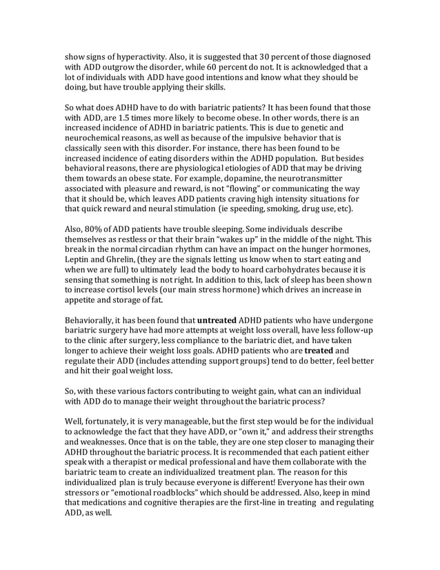 ADHD Summary | DOCX | Diabetes | Diseases and Conditions