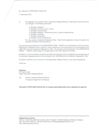 Residence Pass Tallent - RP - T - Dr. Hossein 20115-25 | PDF