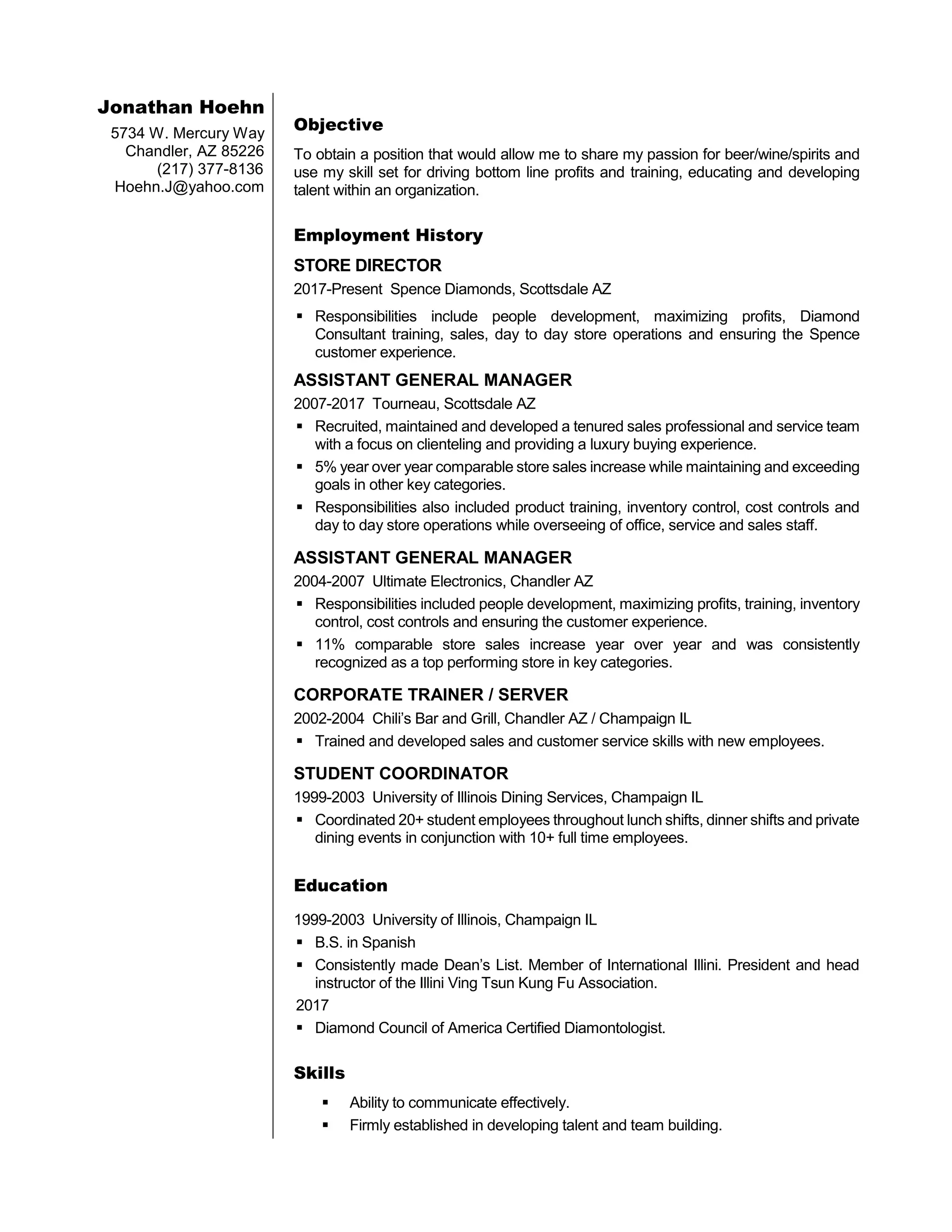 Jonathan Hoehn Resume | PDF
