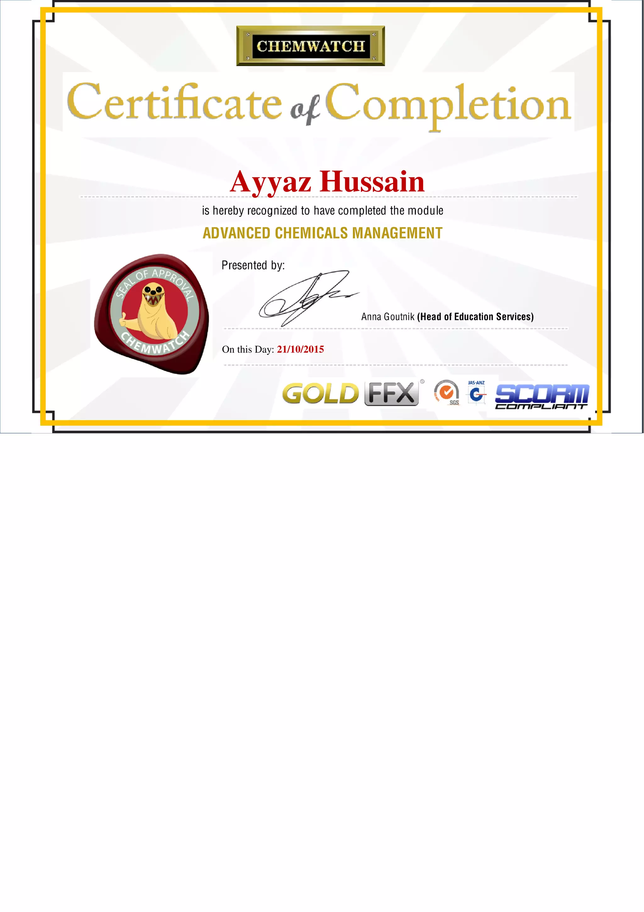 Ayyaz Certificate | PDF