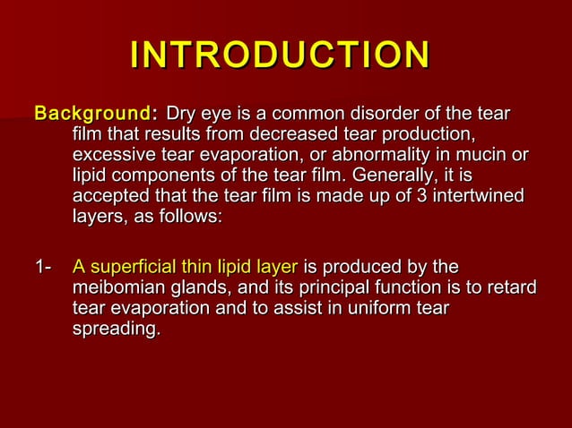 Dry Eye Syndrome | PPT | Eye and Vision Conditions | Diseases and ...