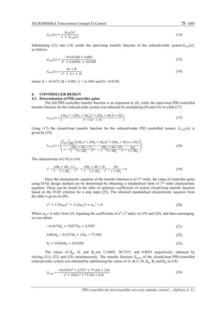 PID controller for microsatellite yaw-axis attitude control system using ITAE method | PDF