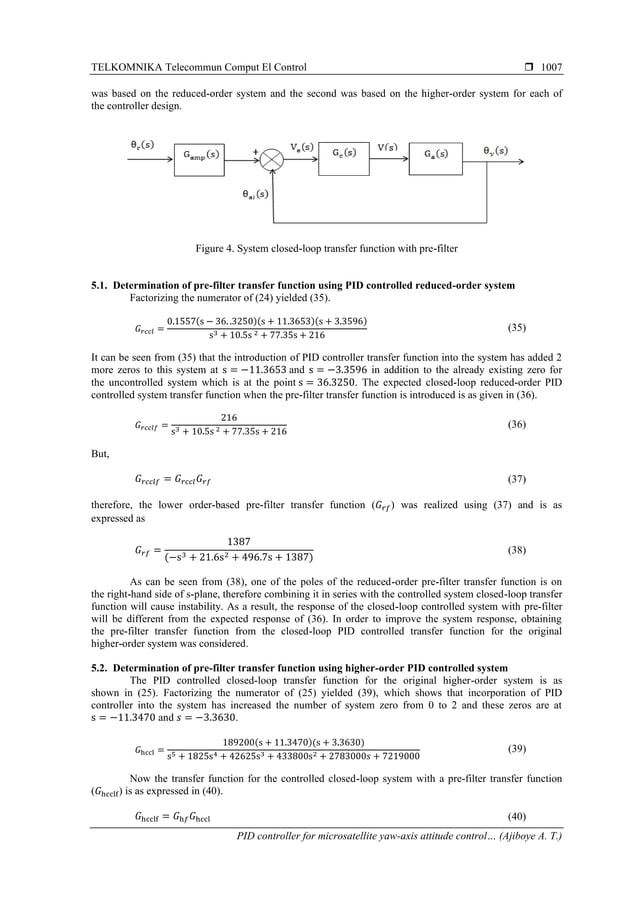 PID controller for microsatellite yaw-axis attitude control system using ITAE method | PDF
