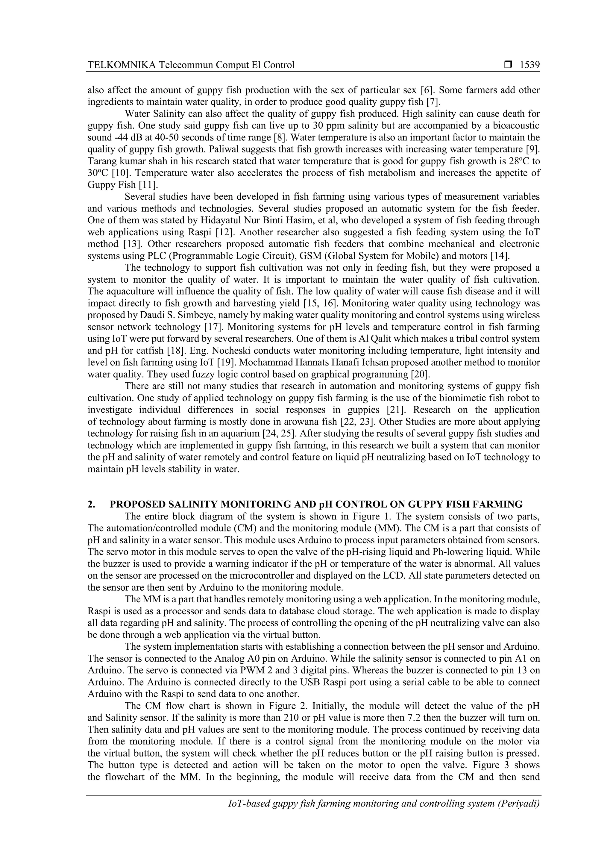 IoT-based guppy fish farming monitoring and controlling system | PDF