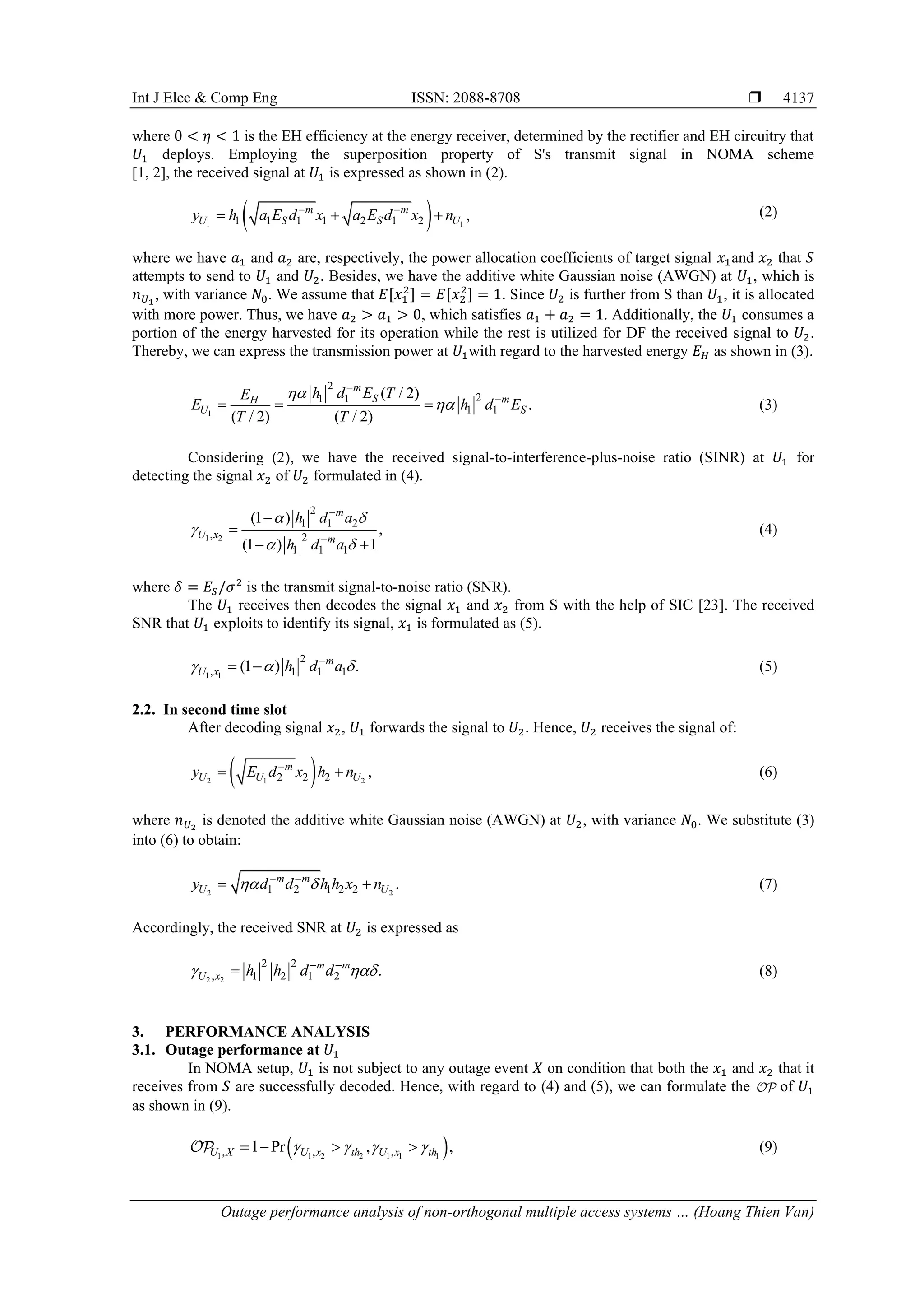 Outage performance analysis of non-orthogonal multiple access systems with RF energy harvesting ...
