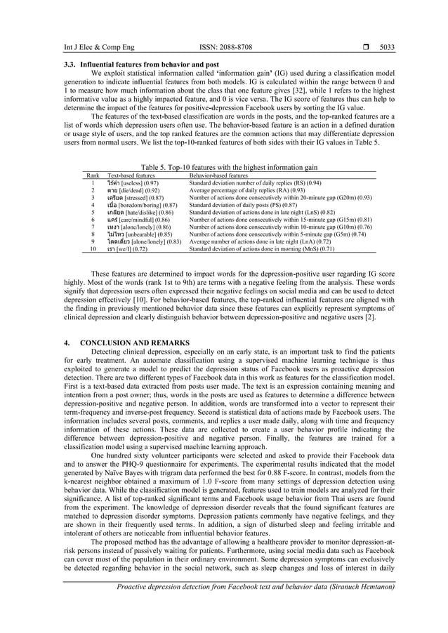 Proactive depression detection from Facebook text and behavior data | PDF