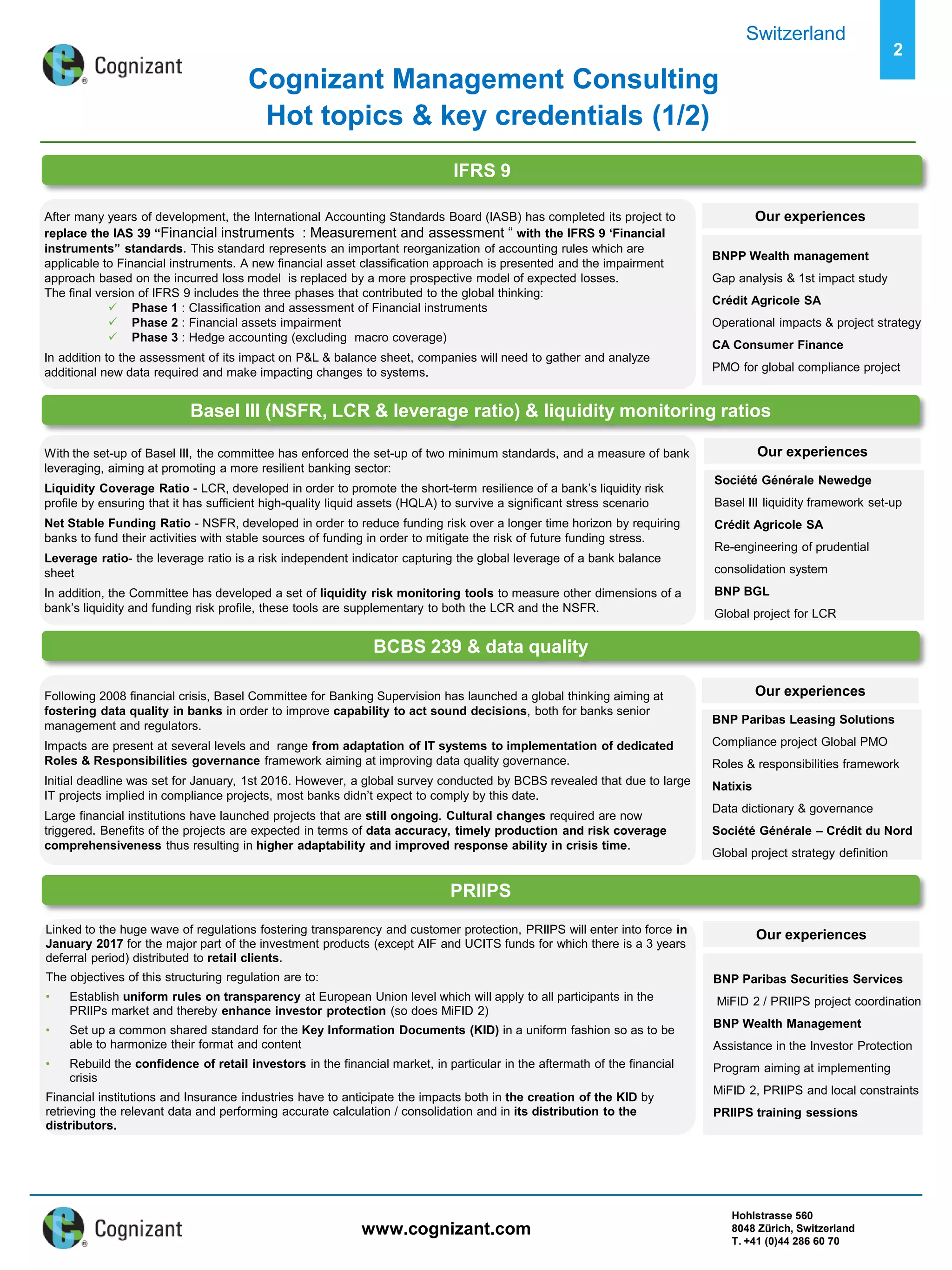 Cognizant_Introduction to management consulting in Switzerland | PDF