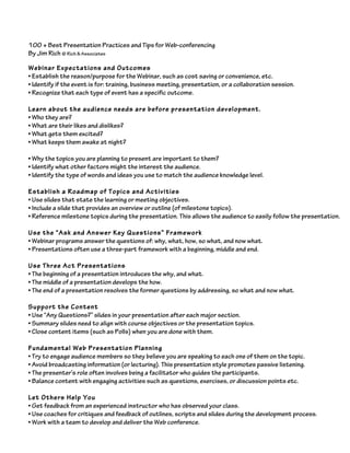 100+BestWeb-conferencingPractices_070513 | PDF