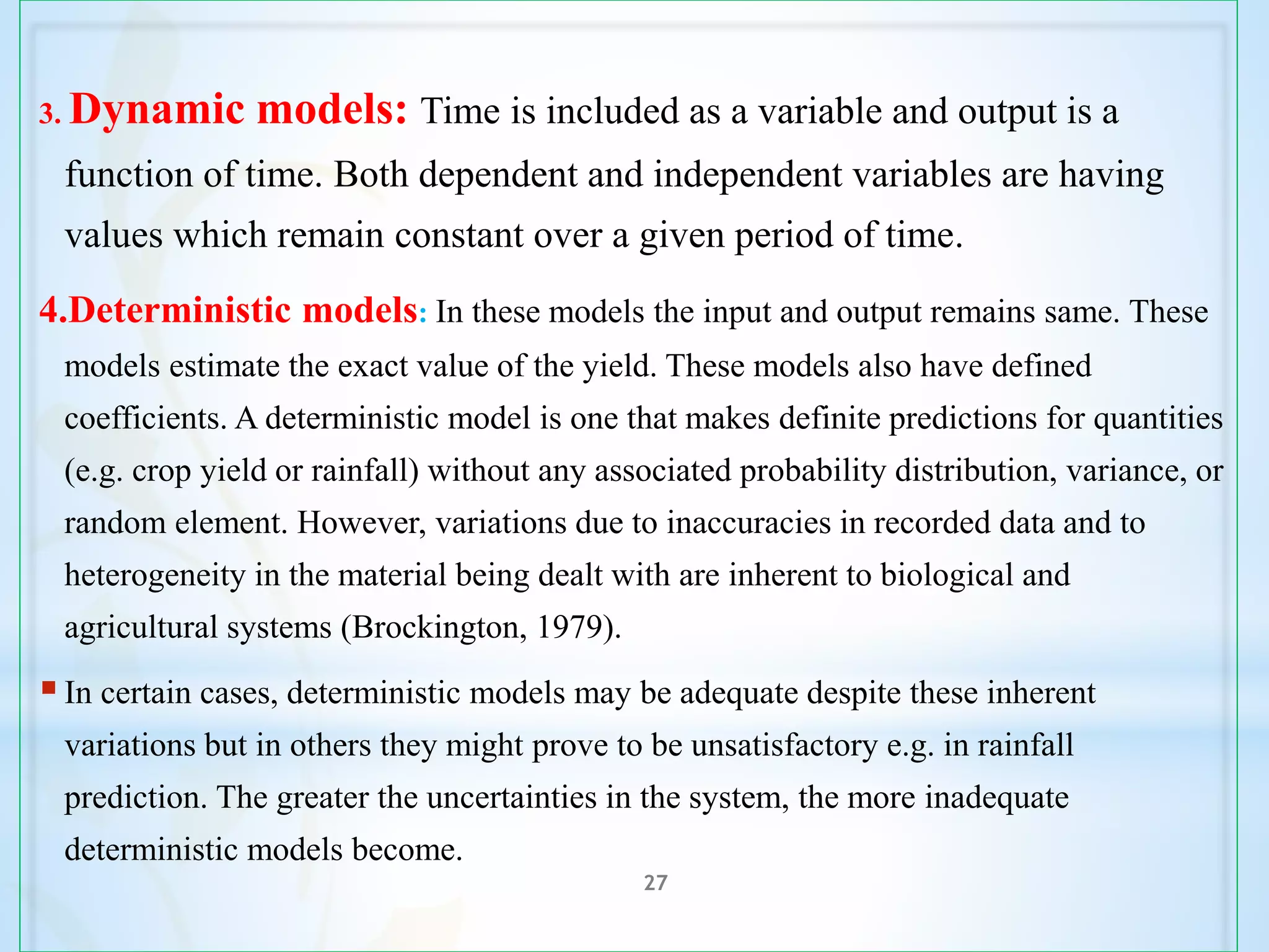 Crop Modeling - Types of crop growth models in agriculture | PPTX
