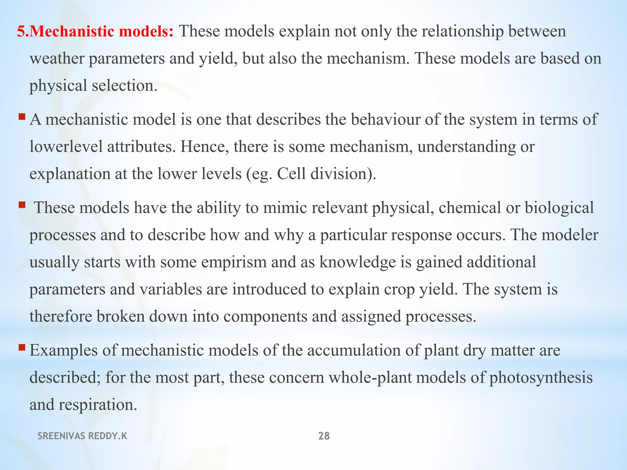 Crop Modeling - Types of crop growth models in agriculture | PPTX