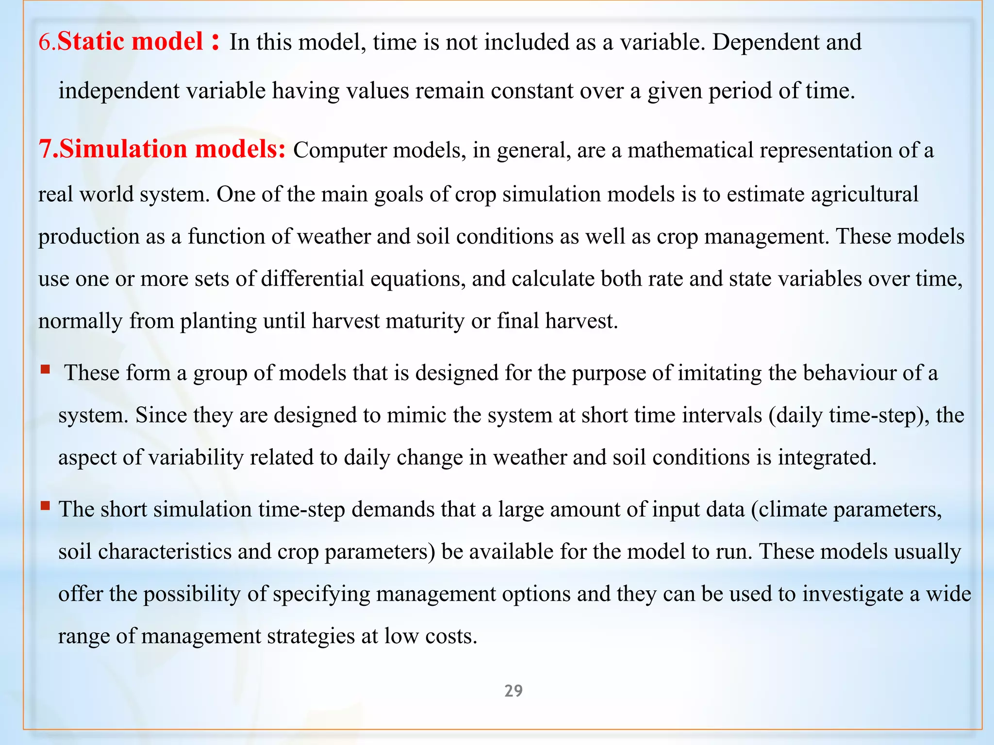 Crop Modeling - Types of crop growth models in agriculture | PPTX